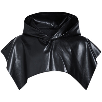 造型层次编织毛呢皮革中性风披肩