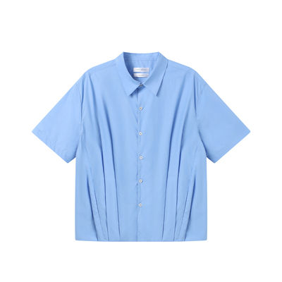 WHIMNOTION 26SS「气球衬衫」纸感棉打褶廓形短袖衬衫休闲上衣