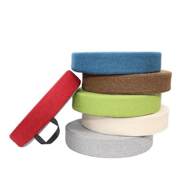 雪尼尔亚麻圆形提手坐垫圆垫子海绵垫打坐蒲团学生幼儿园座椅垫