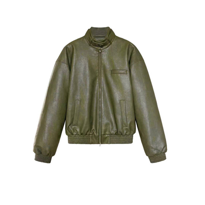 TRENDYWU加厚3D廓形PU皮棉服