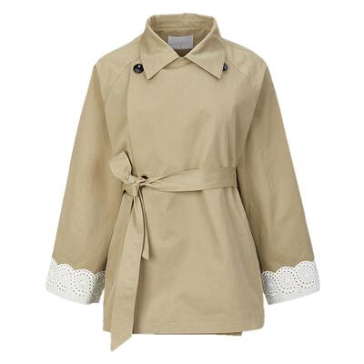 MOUSSY 2026春季新品复古通勤蕾丝拼接系带收腰风衣028JSA30-1016