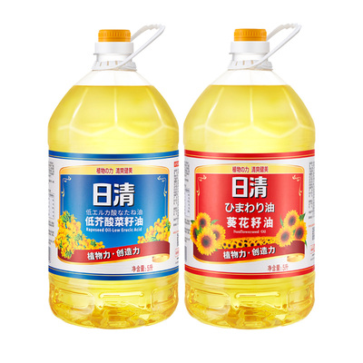 日清油组合低芥酸菜籽油葵花油5L大桶少油烟耐煎炸实惠家庭装