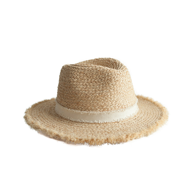 女休闲平沿巴拿马礼帽毛边草帽