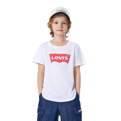 【舒爽棉】Levis李维斯儿童装男童短袖T恤夏季新款女孩透气白上衣