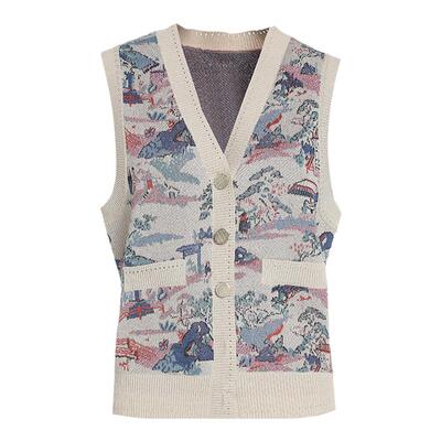 乔万尼商场同款针织马甲V领气质减龄百搭短款气质优雅设计EM1M128