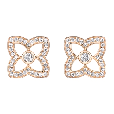 De Beers 戴比尔斯 Lotus by DE BEERS 莲花玫瑰金钻石耳钉 18K金