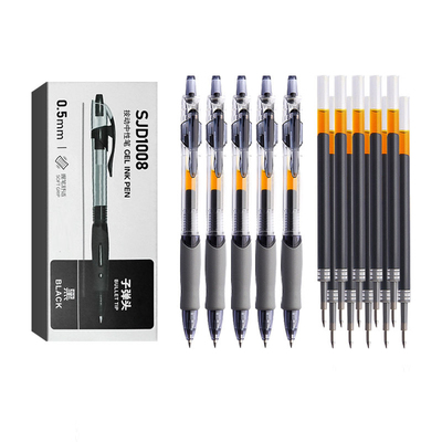 按动中性笔GP1008学生专用0.5子弹头考试碳素黑色水笔圆珠笔按压式水性签字笔芯黑红笔办公文具多色弹簧顺滑