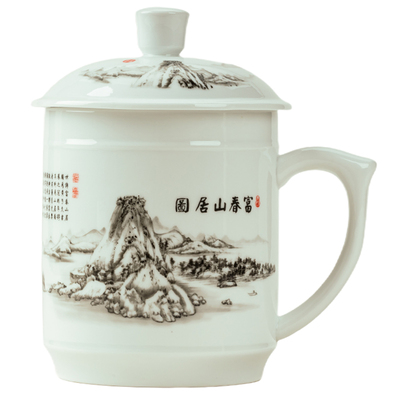 大号陶瓷大容量茶杯带盖