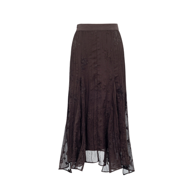 dorydory复古提花褶皱不规则半身裙2026新款百搭显瘦中长款裙子女