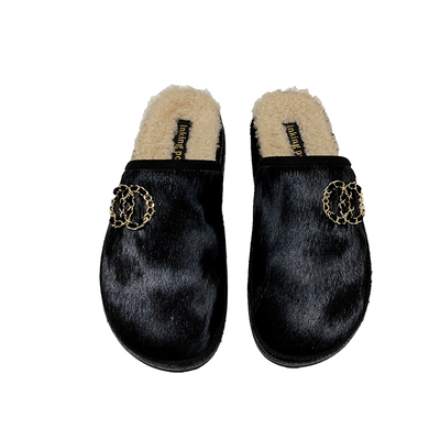 InkingPot小香风包头马毛拖鞋