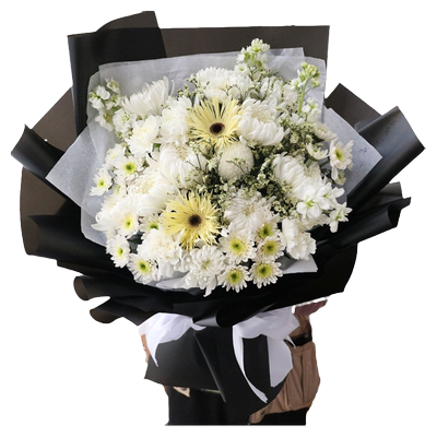 清明节上坟扫墓黄菊白菊花束鲜花