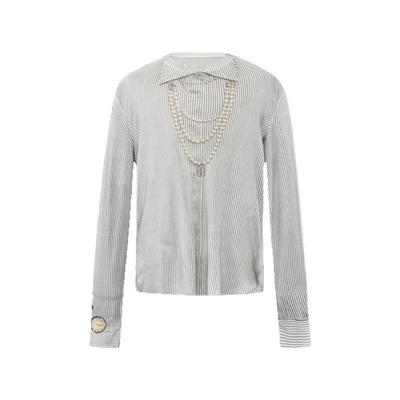 BbirthofR珍珠皮草拼接牛仔裤