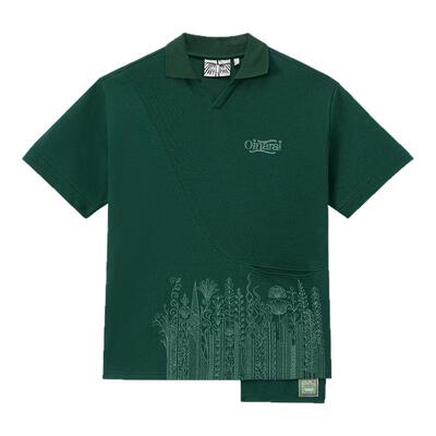 ONIARAI/鬼洗25秋季黑标幻想植物拼接前袋休闲马球衫男 A840021