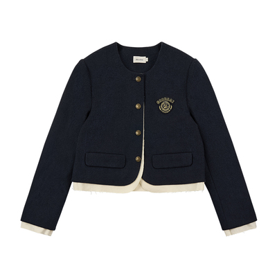 GOODBAI athletic学院logo刺绣撞色假两件西服