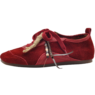 头层牛皮红色德训鞋秋季新款