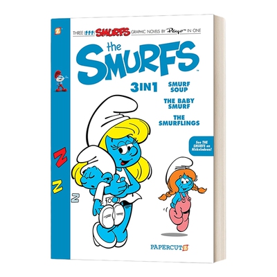 英文原版 The Smurfs 3-In-1#5 蓝精灵3合1#5 三个故事合辑 第5卷 全彩漫画 英文版 进口英语原版书籍儿童外文书