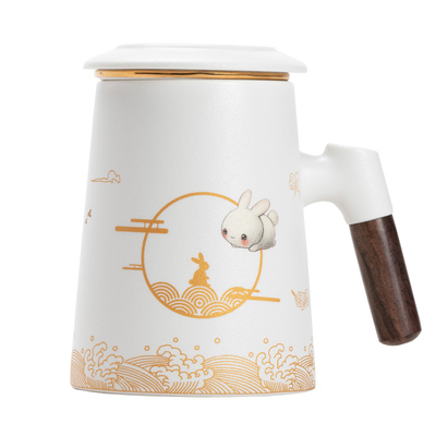 善简陶瓷马克杯茶杯茶水分离