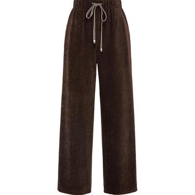 雪尼尔直筒雅莹慵懒风休闲裤