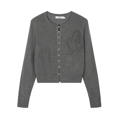 LILY合身女装圆领短款开衫