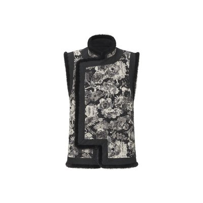 VGRASS重工提花琵琶襟新中式马甲