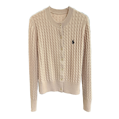 yuan单！羊绒麻花圆领针织开衫