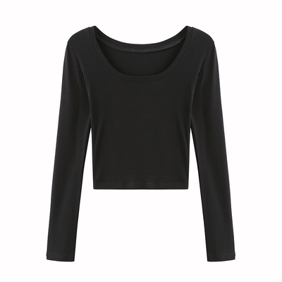 长袖修身谢欣同款低领莫代尔超弹