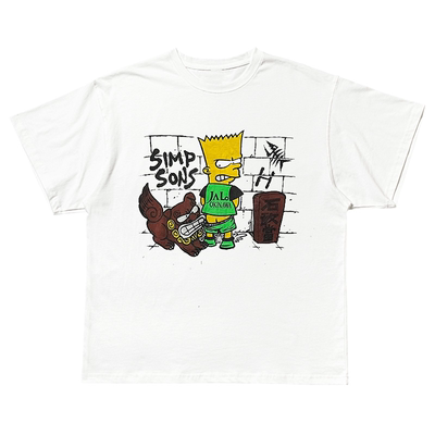 The Simpsons美式卡通vintage古着波普艺术潮流落肩重磅棉短袖T恤