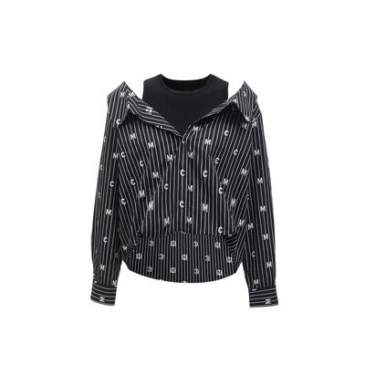 tq区CoutureMade上衣女25春夏真两件条纹松紧下摆针织内搭