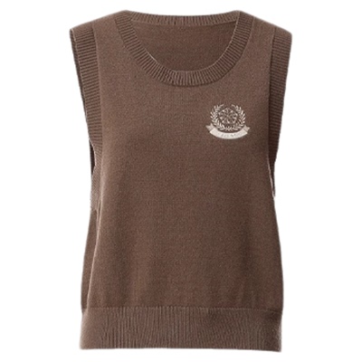 极简学院风徽章套头针织马甲短款