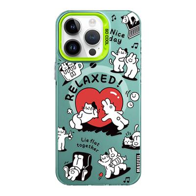 MASFEIL × 快乐搭子适用iPhone18Promax手机壳16磁吸带支架苹果17pro保护套15高级网红全包防摔潮牌ip13新款