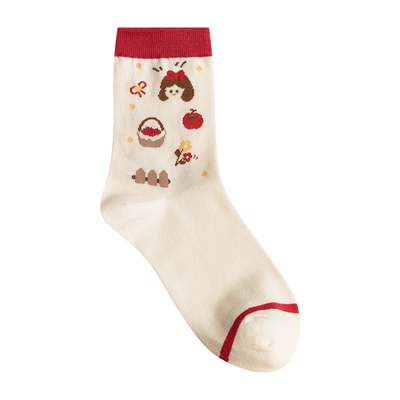 Himadesocks女卡通趣味中筒袜子