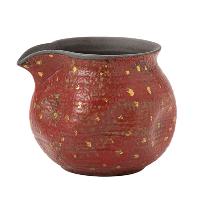 老岩泥铁红釉粗陶公道杯