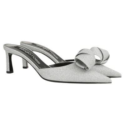 Sergio Rossi/SR女鞋SR BIGOUDI系列细闪尖头细跟高跟鞋拖鞋凉鞋