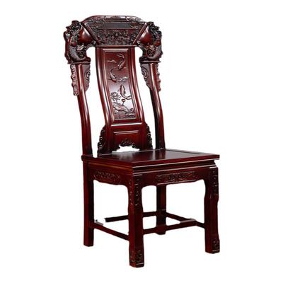实木中式红木色酒店家用鱼头餐椅