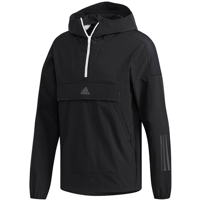 阿迪达斯透气连帽半拉链卫衣