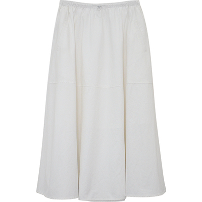 333sss厚版哦～挚爱白裙子 高级白色棉质松紧腰半身裙中长裙a摆女