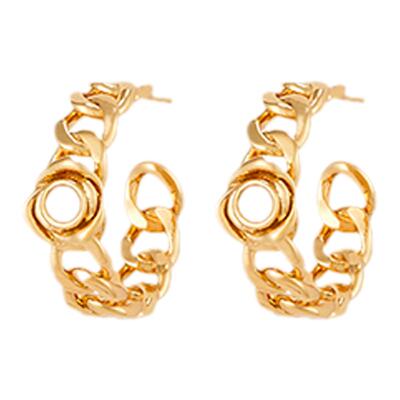 Neverfar玫瑰母贝链条耳环