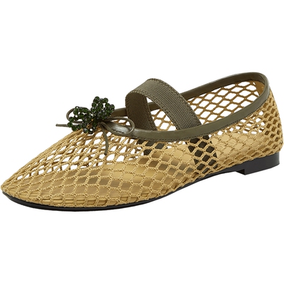 真美诗透气编织镂空芭蕾舞鞋