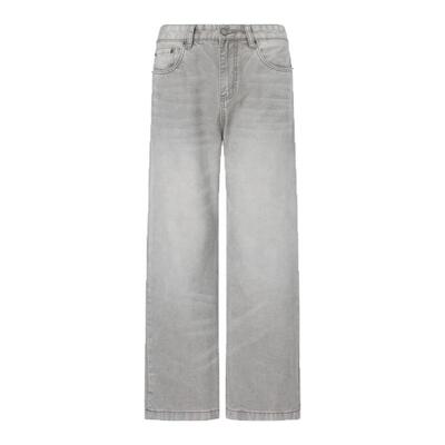 98SQUID 美式vibe做旧磨白猫须牛仔裤男女宽松休闲直筒百搭长裤潮