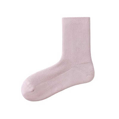 韩玛斯螺纹百搭纯色女士中筒袜子