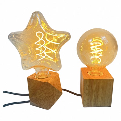 实木多面体台灯个性创意灯座灯饰灯具DIY配件E27灯头带插头开关线