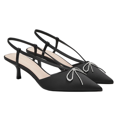 CHARLES&KEITH女鞋CK1-61900006尖头亮钻蝴蝶结细跟凉鞋女