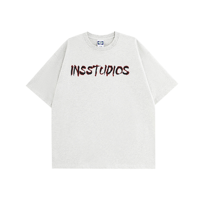 INSstudios撞色字体刺绣LOGO短袖