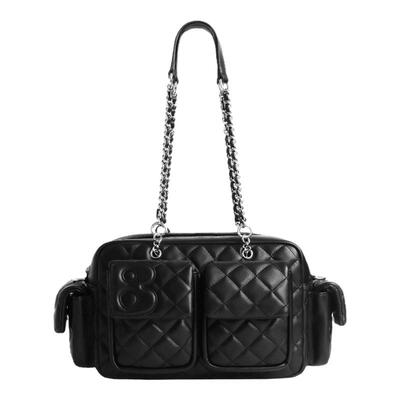 2801菱格纹多口袋斜挎机车包