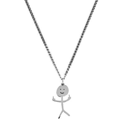 可爱小人钛钢蛇骨链男女项链吊坠