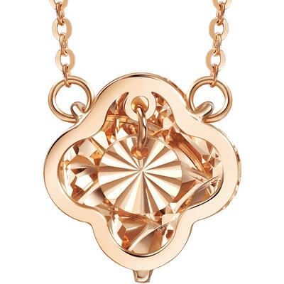 周生生18k玫瑰金幸运四叶草项链