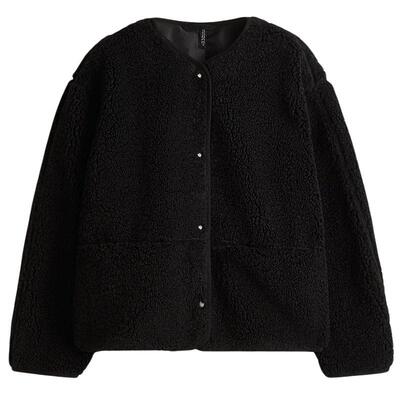 HM女装短外套冬季小香风保暖泰迪绒单排扣夹克1294648