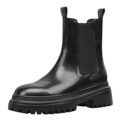 星期六黑色短靴厚底增高靴子