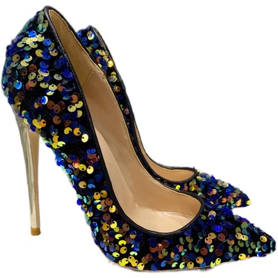 欧美幻彩珠片高跟鞋12cm温柔风