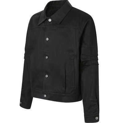 DaeeWooo“暗夜”复古单排扣翻领黑色硬挺先锋机能牛仔短款夹克